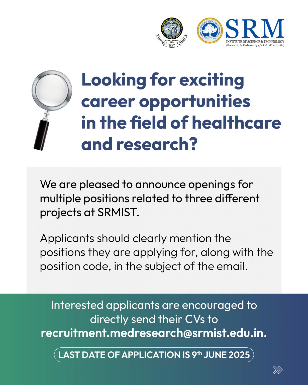 Division of Medical Research Recruitment – SRMIST RESEARCH